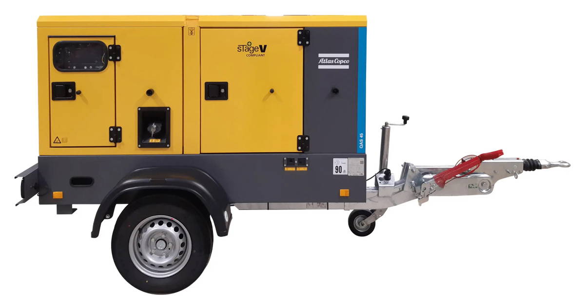 Tilhengermontert aggregat - 45 KVA / 36 kW - Atlas Copco ...